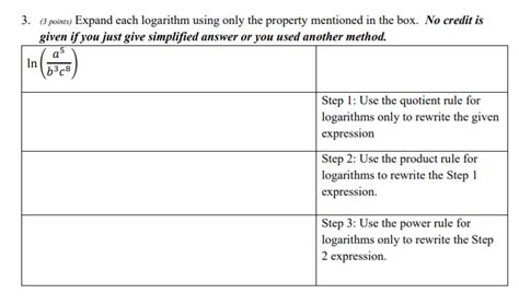 Solved Expand Each Logarithm Using Only The Property Chegg Com