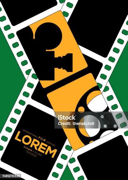 필름 스트립이 있는 영화 및 영화제 포스터 디자인 템플릿 배경 0명에 대한 스톡 벡터 아트 및 기타 이미지 0명 Film Festival Performing Arts
