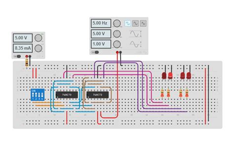 Circuit Design Binary Up Counter Tinkercad