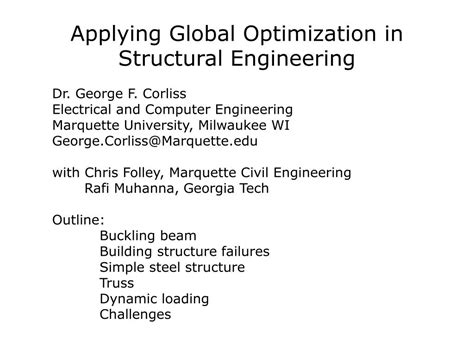 Ppt Applying Global Optimization In Structural Engineering Powerpoint Presentation Id448106