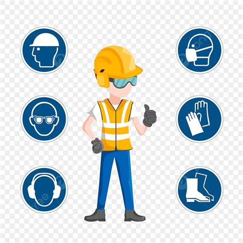 Industrial Safety Icons Worker With His Personal Protective Equipment Safety Icons Worker