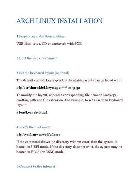 Arch Linux Installation 1 Prepare An Installation Medium Pdf Booting File System