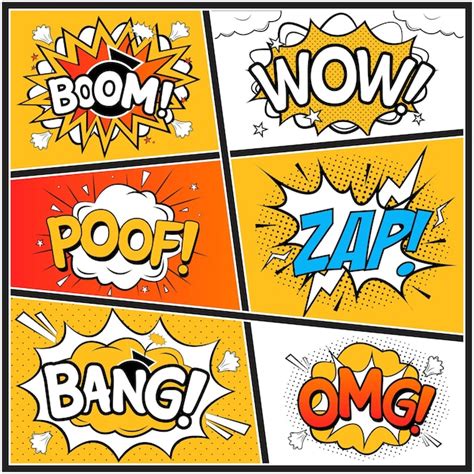 Premium Vector Comic Explosion Vector With Text Bubbles Collection Comic Burst Set With