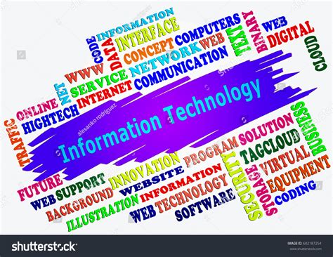 Information Technology Word Cloud Background Stock Illustration