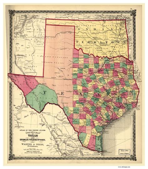 Texas 1875 Lloyd Old State Map Reprint Old Maps