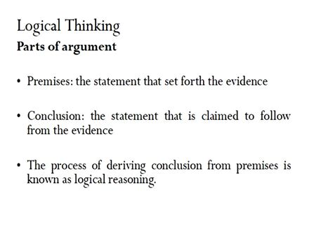 Logical Thinking Explanation For Arguments Premises And Conclusions Pptx Programming