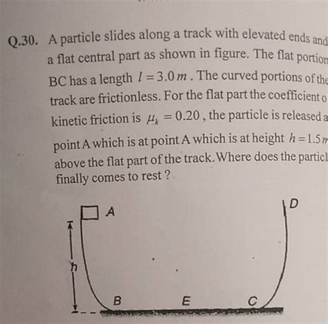 q 30 a particle slides along a track with elevated ends and a flat centr