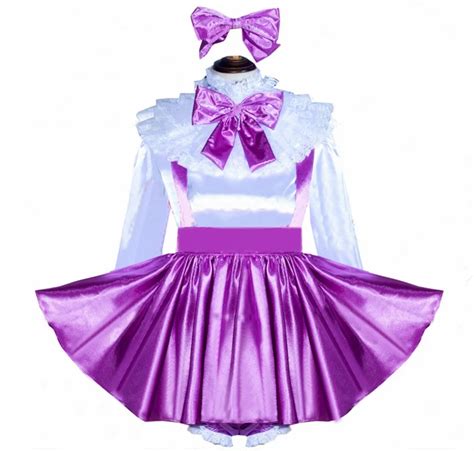 French Girl Maid Sissy Satin Lockable Dress Cosplay Costume Tailor Made