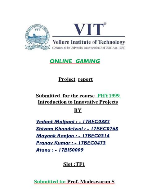Iip Project Report New Pdf Video Games Internet