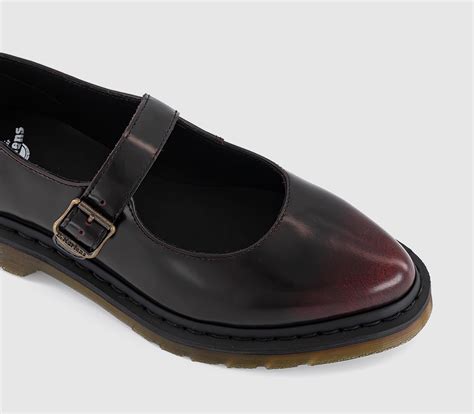 Dr Martens Elphie Mary Jane Shoes Cherry Red Arcadia Flat Shoes For