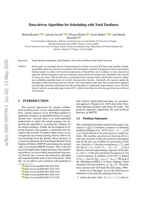 Pdf Data Driven Algorithm For Scheduling With Total Tardiness