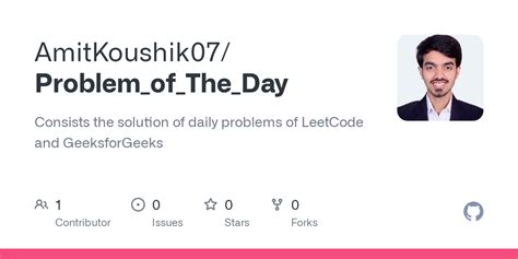 github amitkoushik07 problem of the day consists the solution of daily problems of leetcode