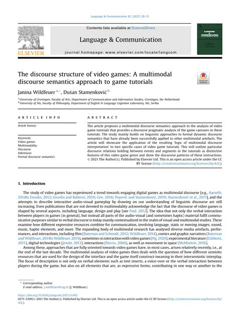 pdf the discourse structure of video games a multimodal discourse semantics approach to game