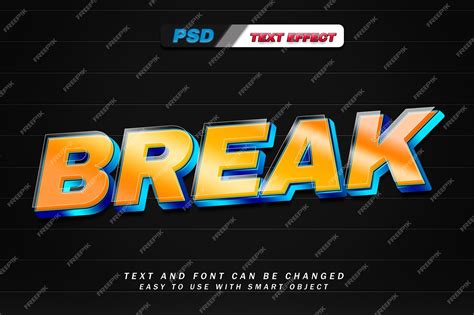 Premium Psd Break Text Style Effecttext Vector Typography Design Lettering Break Font Style