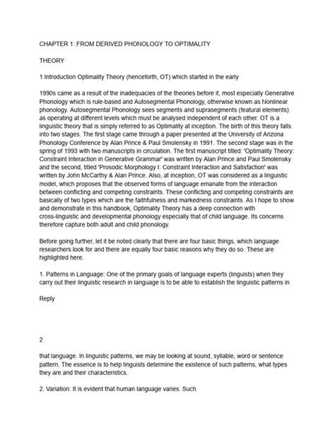 Chapter 1 From Derived Phonology To Optimality Pdf Phoneme