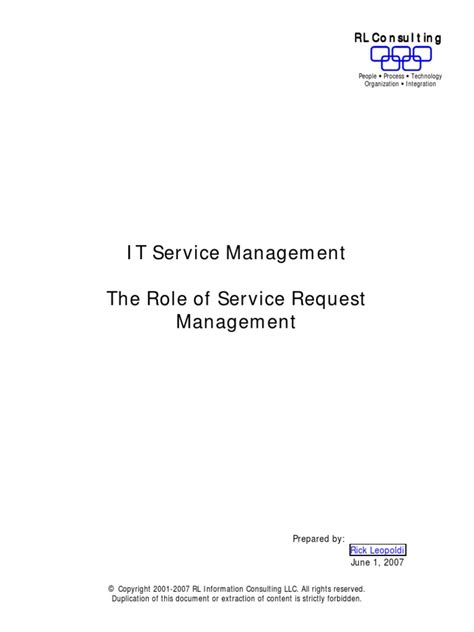 Itsm Service Request Management Pdf Business Process Itil