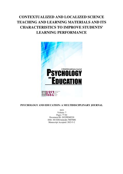 pdf contextualized and localized science teaching and learning