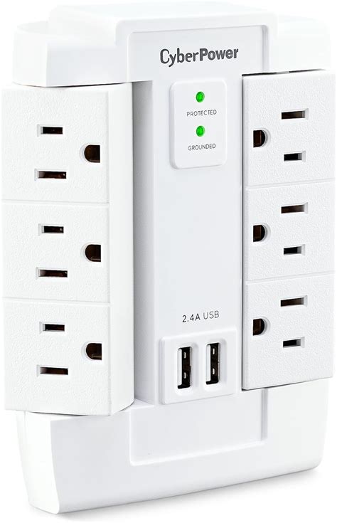 Csp600wsurc2 Surge Protector 1200j 125v 6 Swivel Outlets 2 Usb