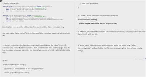 Solved 1 Read The Following Code Your Code Goes Here