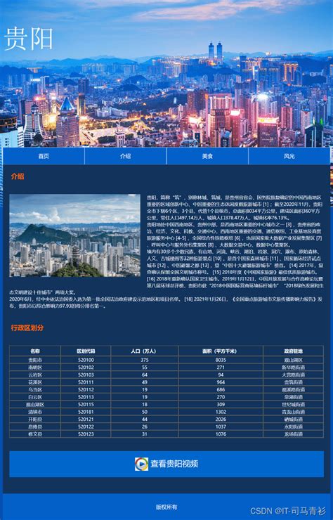 Htmlweb期末大作业 制作一个介绍自己家乡的网站——贵阳，排版整洁，内容丰富，主题鲜明 Csdn博客