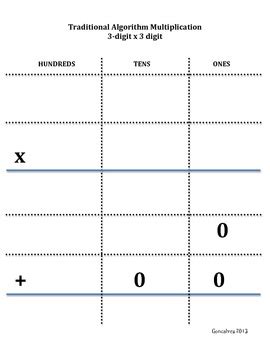 Traditional Algorithm Multiplication Digit By Digit By Kristen Goncalves
