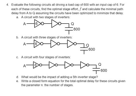 Solved 4 Evaluate The Following Circuits All Driving A Load Cap Of 600 With An Input Cap Of 6