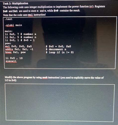 Solved Task 2 Multiplication The Following Code Uses