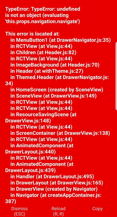 React Native Undefined Is Not An Object Evaluating Thispropsnavigationnavigate Drawer