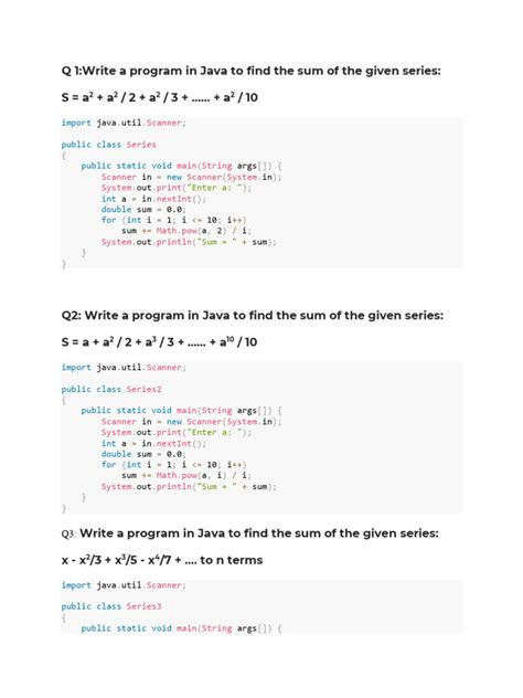 Java Series Sum Programs Pdf