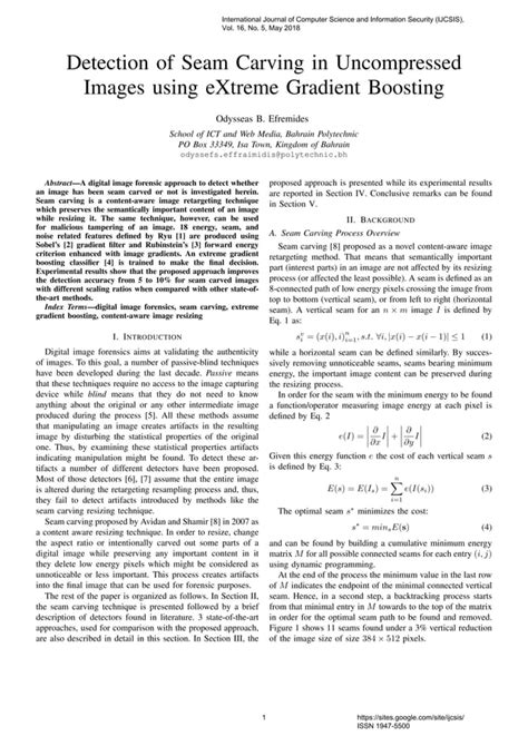 Detection Of Seam Carving In Uncompressed Images Using Extreme Gradient Boosting Pdf