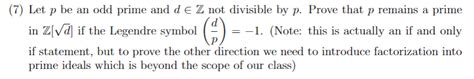 Solved 7 Let P Be An Odd Prime And D∈z Not Divisible By P