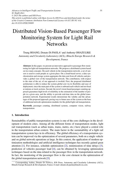 Pdf Distributed Vision Based Passenger Flow Monitoring System For Light Rail Networks