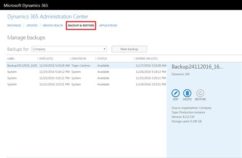 Dynamics 365 Backup And Restore Power Platform By Tiago Michelini Cardoso
