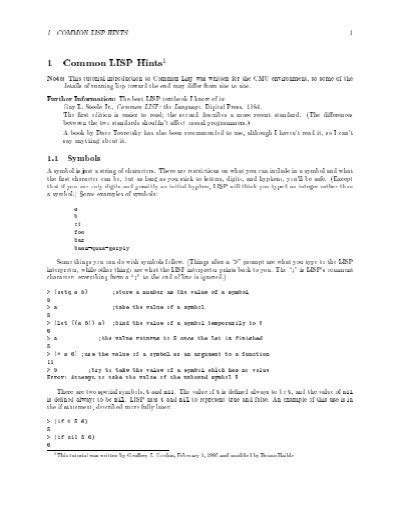 common lisp hints