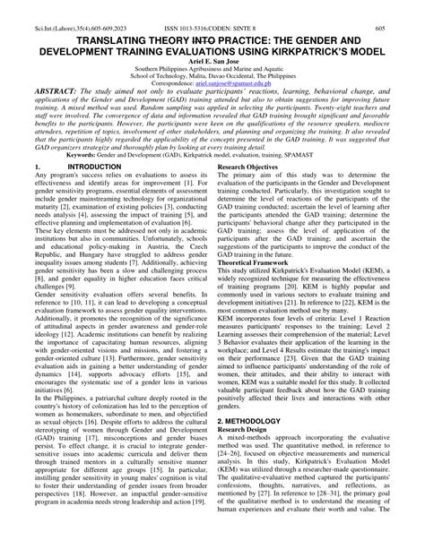 Pdf Translating Theory Into Practice The Gender And Development