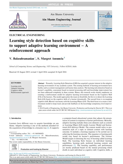 Pdf Learning Style Detection Based On Cognitive Skills To Support Adaptive Learning