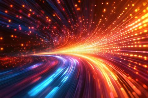 Colorful Light Trails Swirl In A Dynamic Motion Through A Dark Background At Night Stock