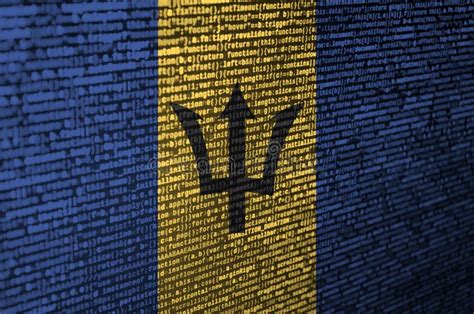 Barbados Flag Is Depicted On The Screen With The Program Code The