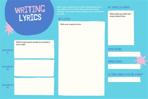 Writing Lyrics Worksheet Activity World Music Day 2024 Worksheets