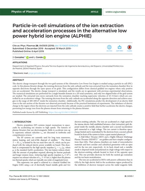 Pdf Particle In Cell Simulations Of The Ion Extraction And