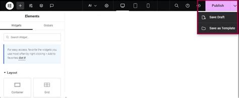 Preview Publish Your Page Elementor