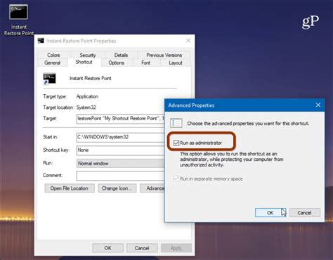 Create A Windows 10 System Restore Point From A Desktop Shortcut