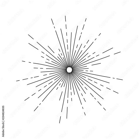 Light Rays Sunburst And Rays Of Sun Firework Icon Design Elements Linear Drawing Vintage