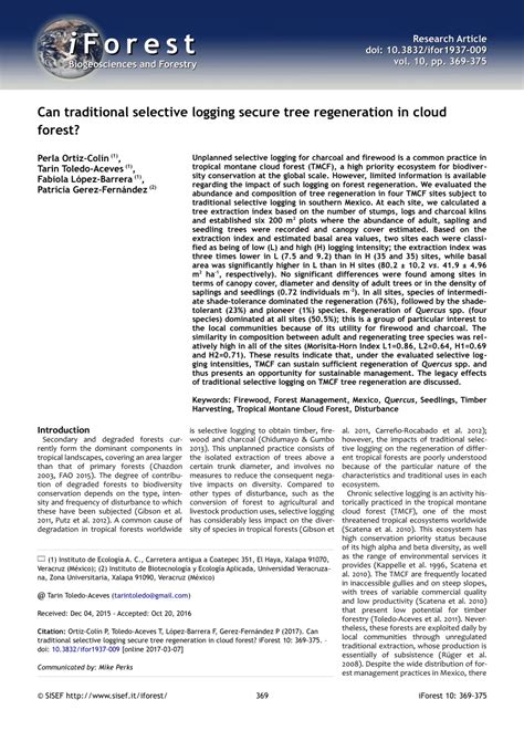 Pdf Can Traditional Selective Logging Secure Tree Regeneration In