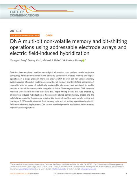 PDF DNA Multi Bit Non Volatile Memory And Bit Shifting Operations