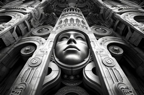 Monochrome Futurism Exploring Visual Patterns In Black And White Art Premium Ai Generated Image