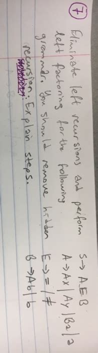 Solved Eliminate Left Recursions And Perform S Rightarrow A
