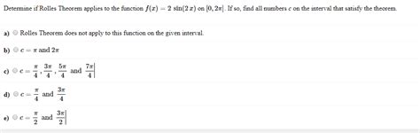 Solved Determine If Rolles Theorem Applies To The Function