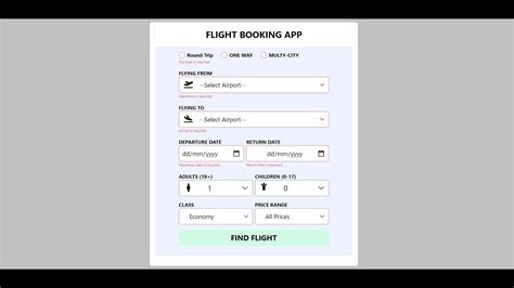 21 Flight Booking App With React Hook Form V7 React Micro Projects