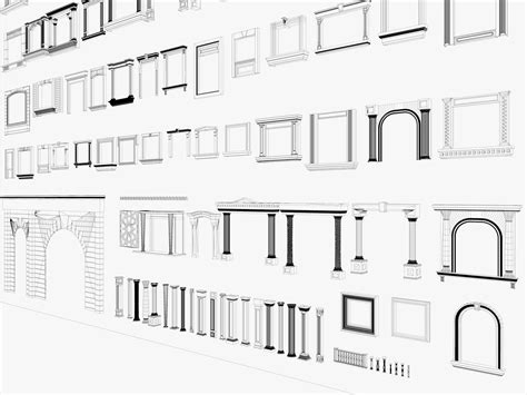 Building Facade Precast Frame Collection 3d Model Turbosquid 2280846